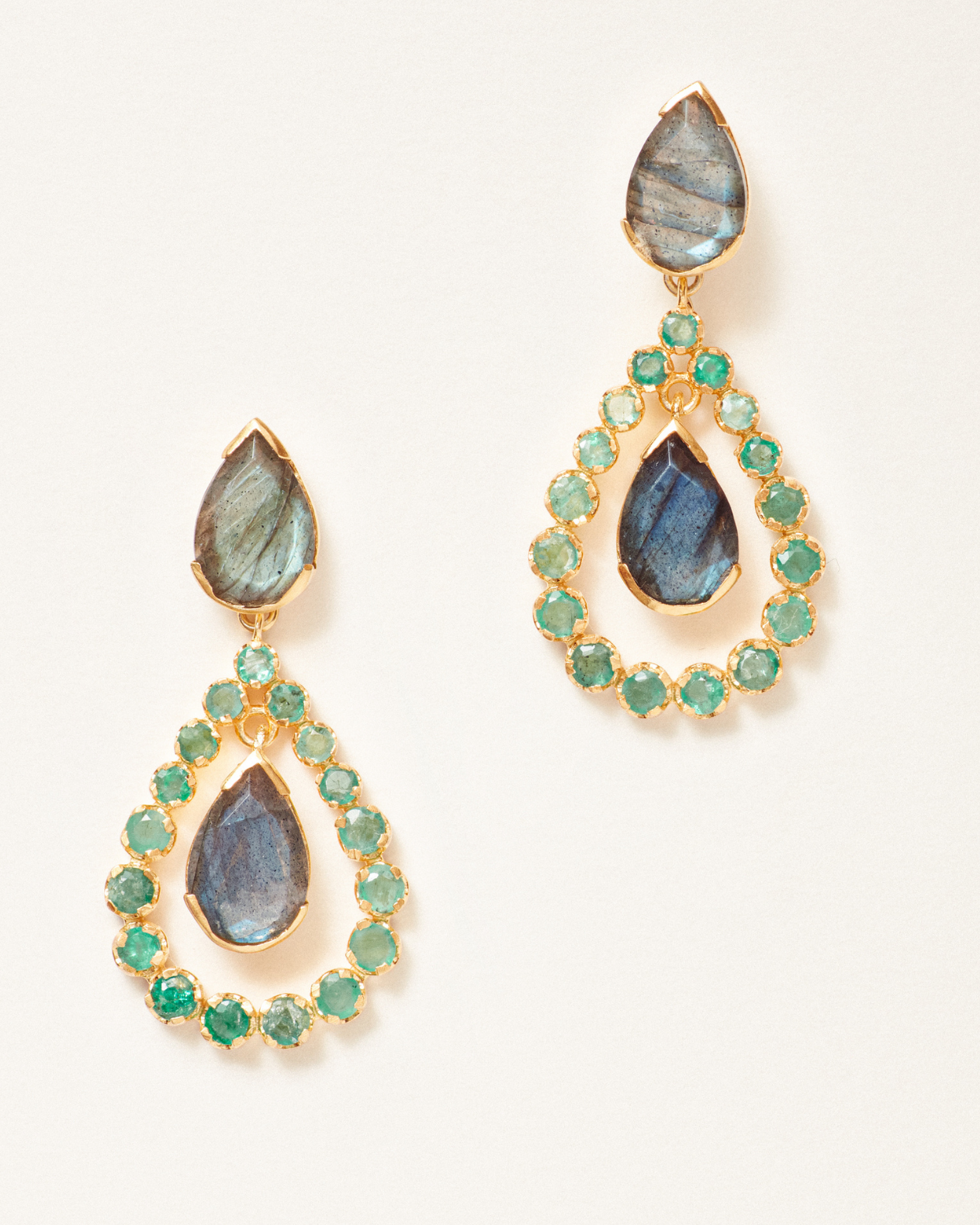 Starlet earrings with emerald & labradorite – Carousel Jewels