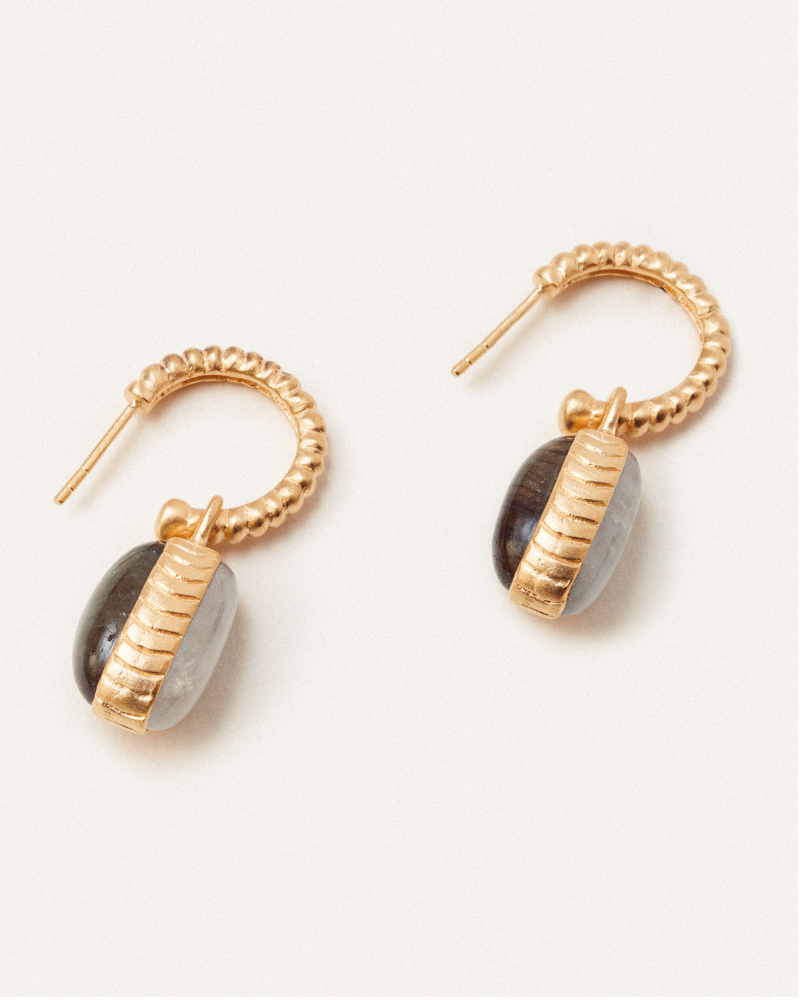 Joni hoops with labradorite and moonstone – Carousel Jewels