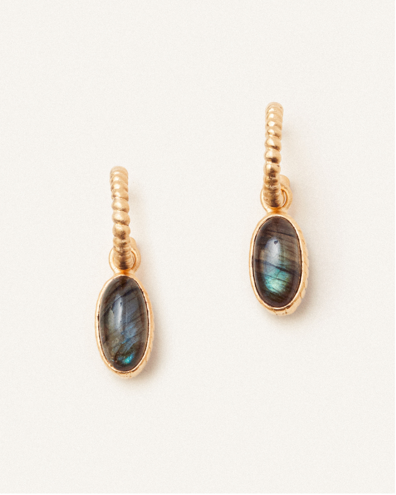 Joni hoops with labradorite and moonstone – Carousel Jewels